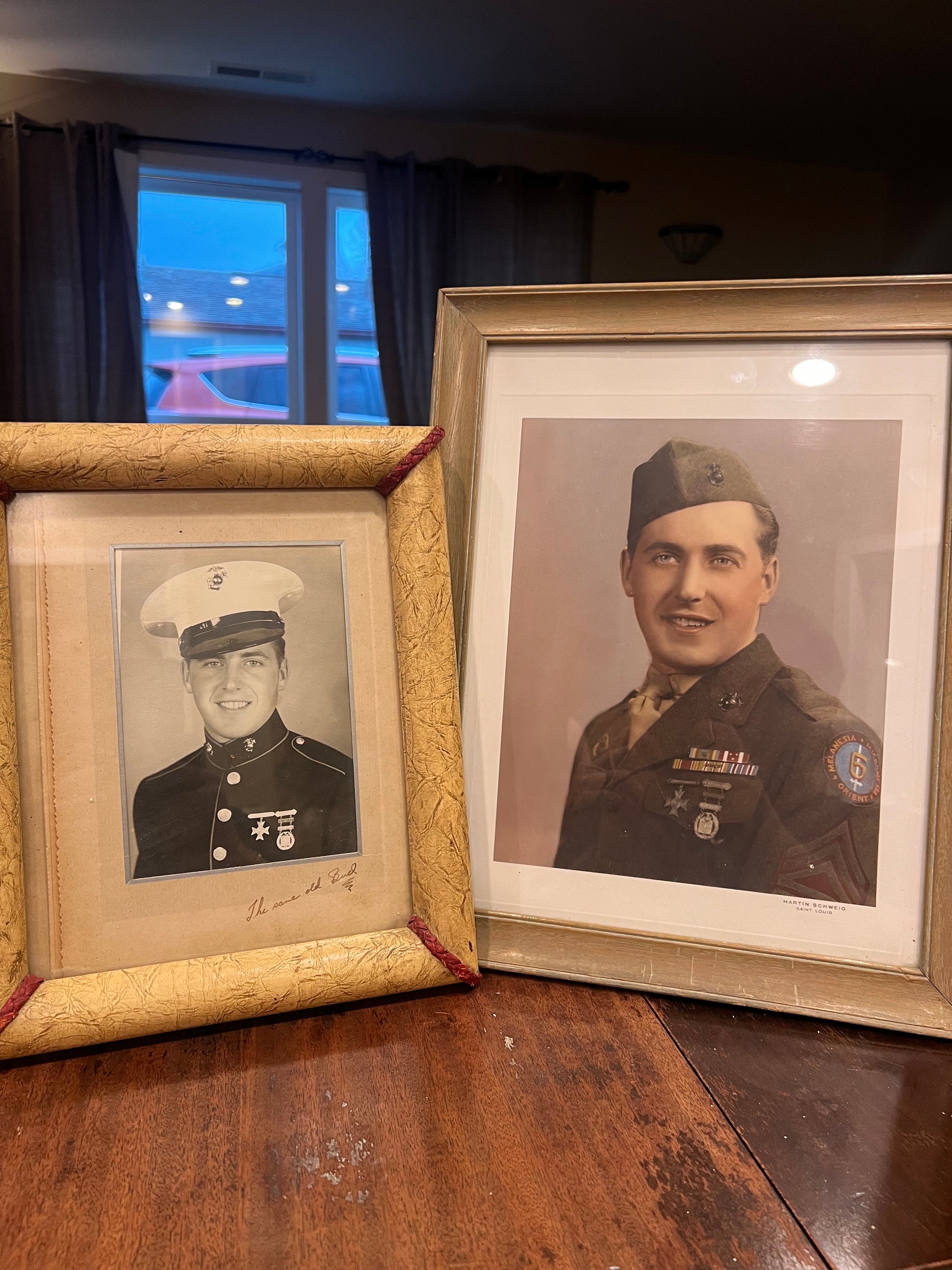1940’s Identified 2 Orig WWII USMC 6th Division Studio Portrait 17 X14 ...