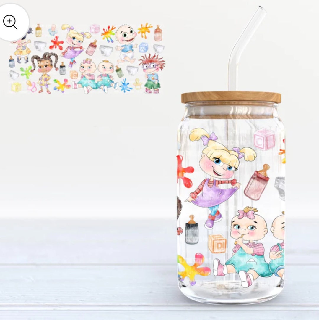Rugrats Cup Glass 16oz With Lid and Straw. Little Talking Babies Cup ...