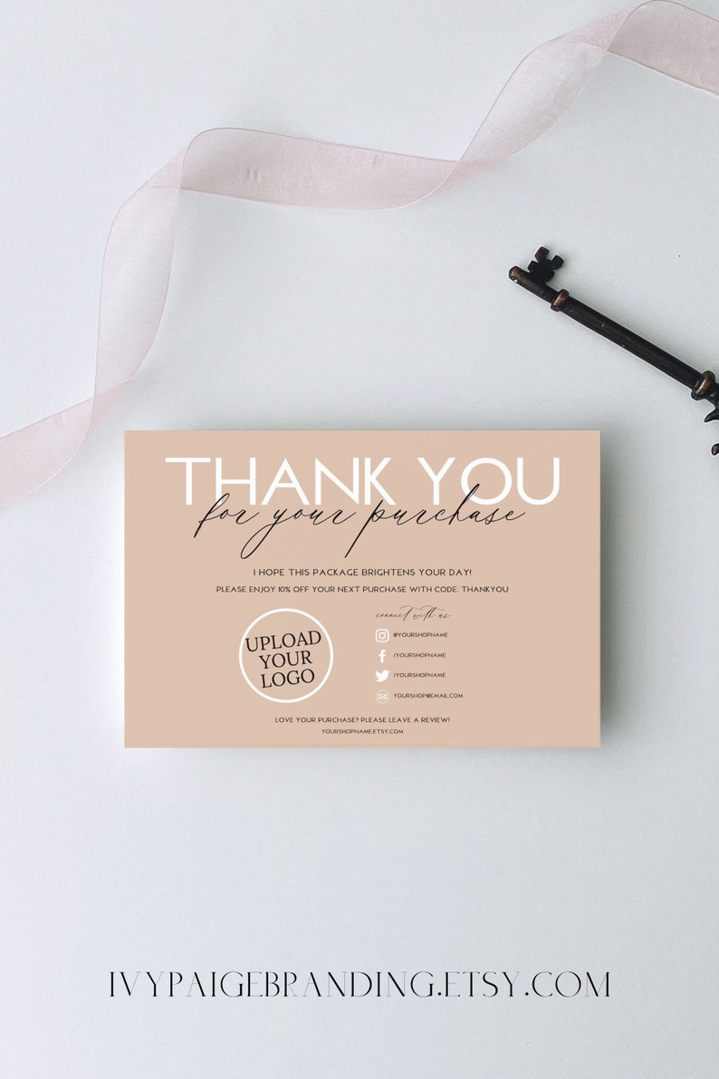 Modern Small Business Thank You Card Template Printable Etsy Etsy
