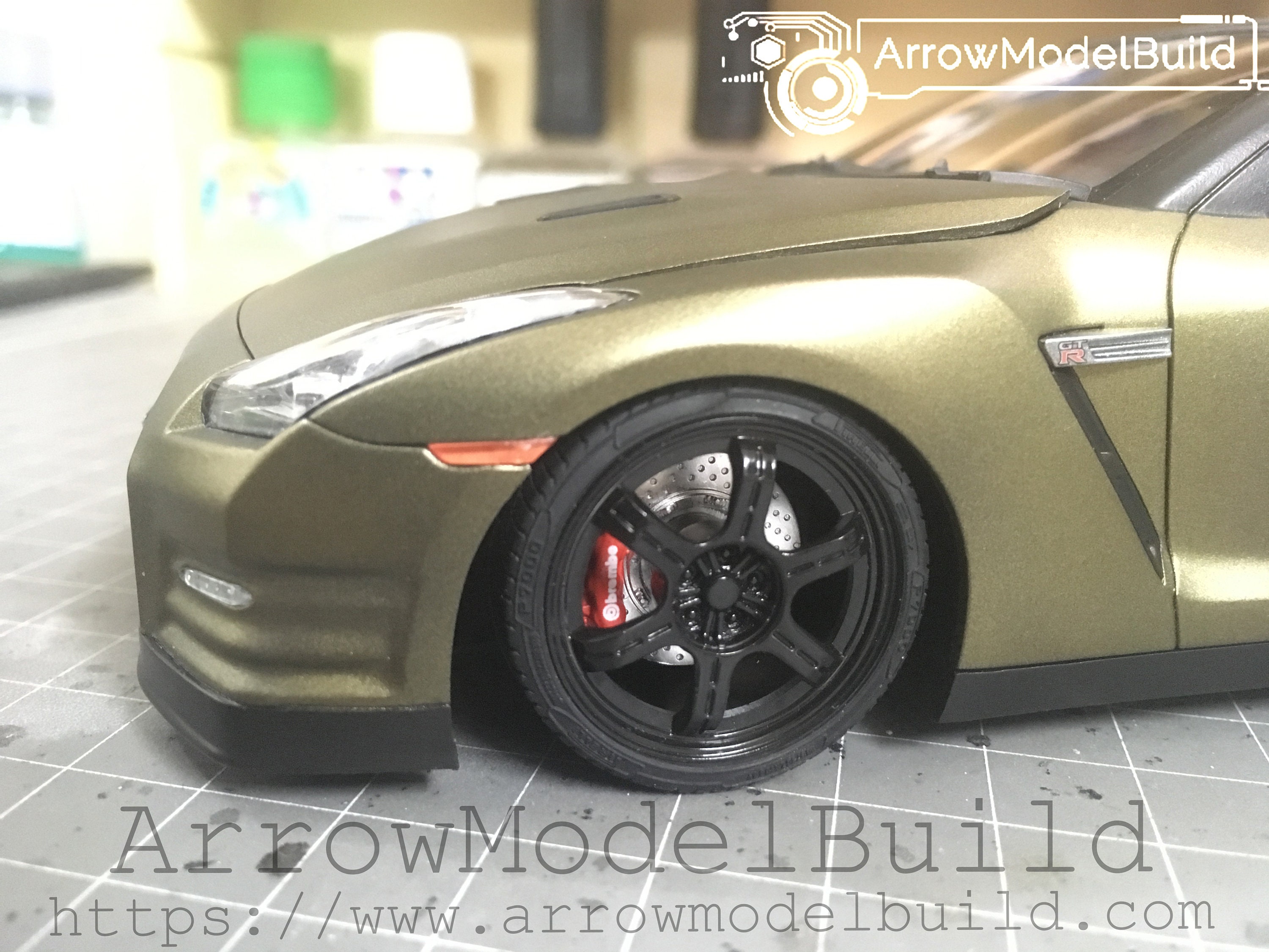 Arrowmodelbuild Nissan GTR R35 Custom Color matte Moss Green Built ...