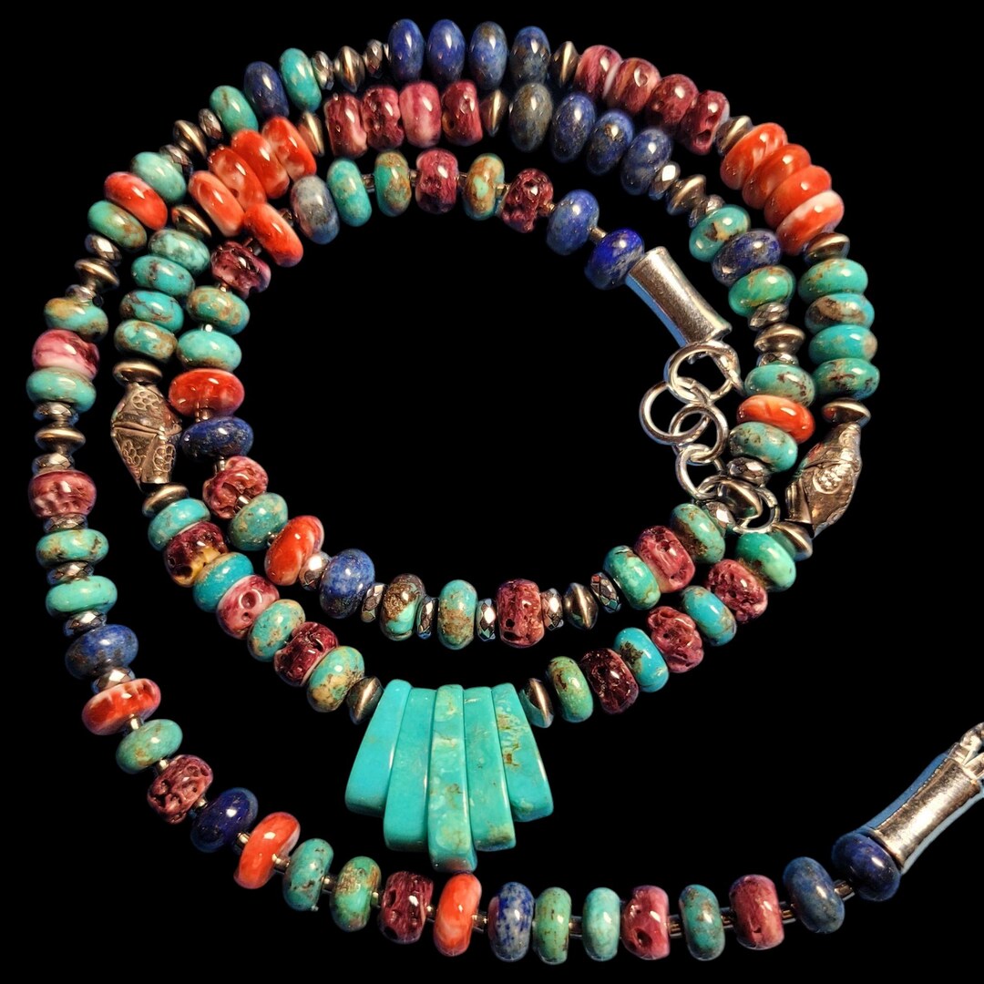 Rare Turquoise Corn Beads, Purple Red and Orange Spiny Oyster, Navajo ...