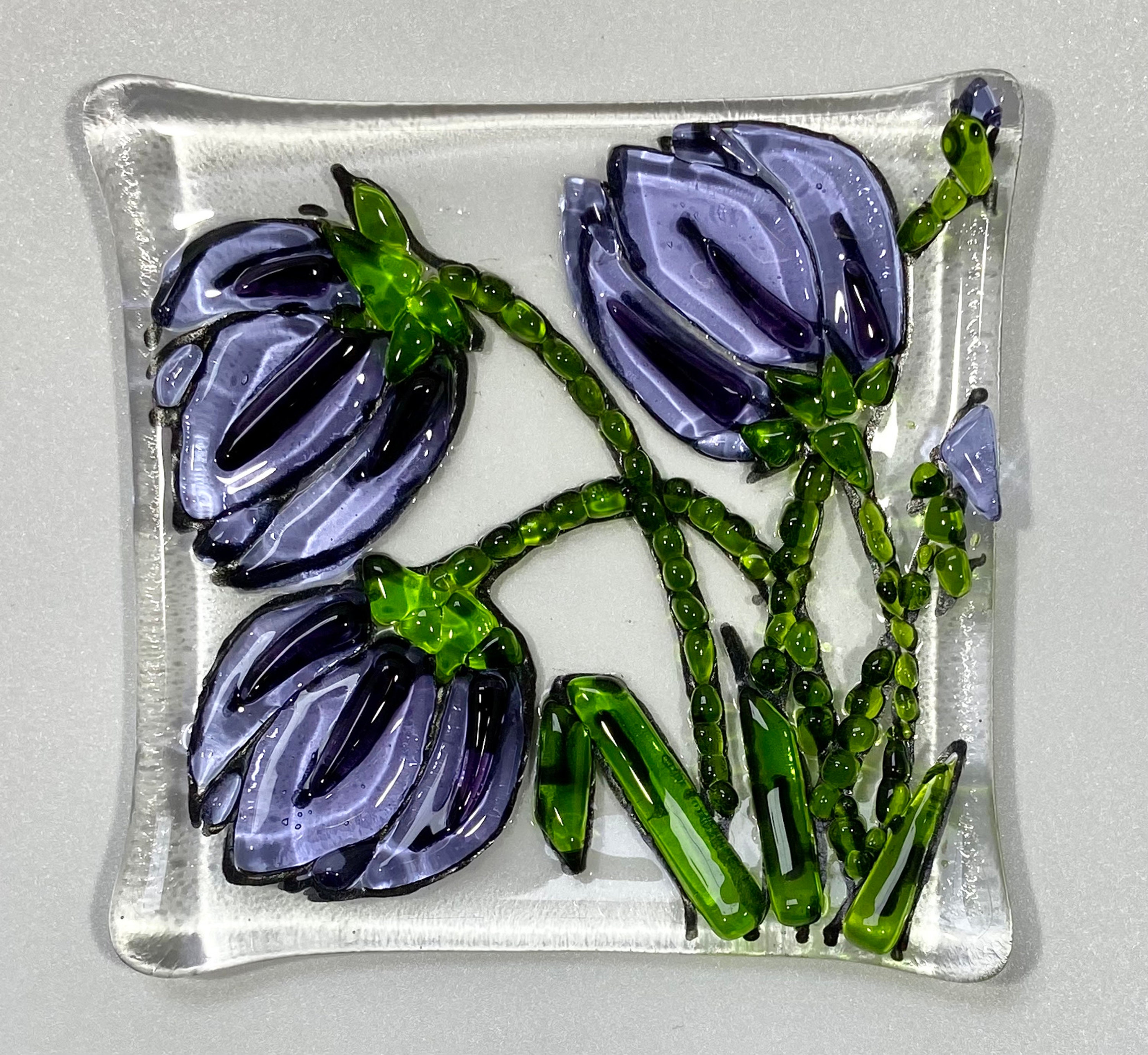 Art & Collectibles Glass Art Suncatchers 3 Handmade Fused Glass Trinket ...