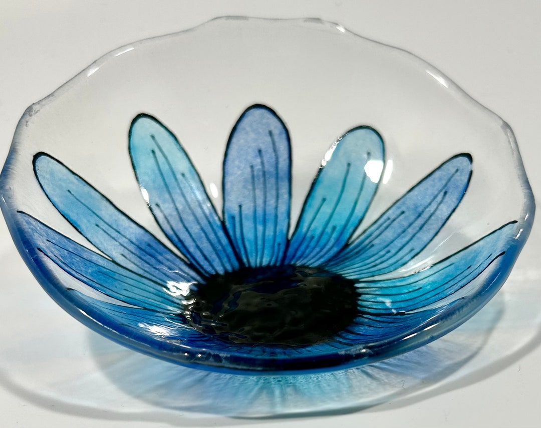 Hi-lo Blue Flower Bowl - Etsy