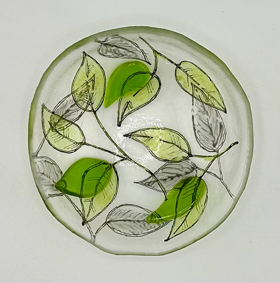 Hand Painted Leaf Design Bowl - Etsy