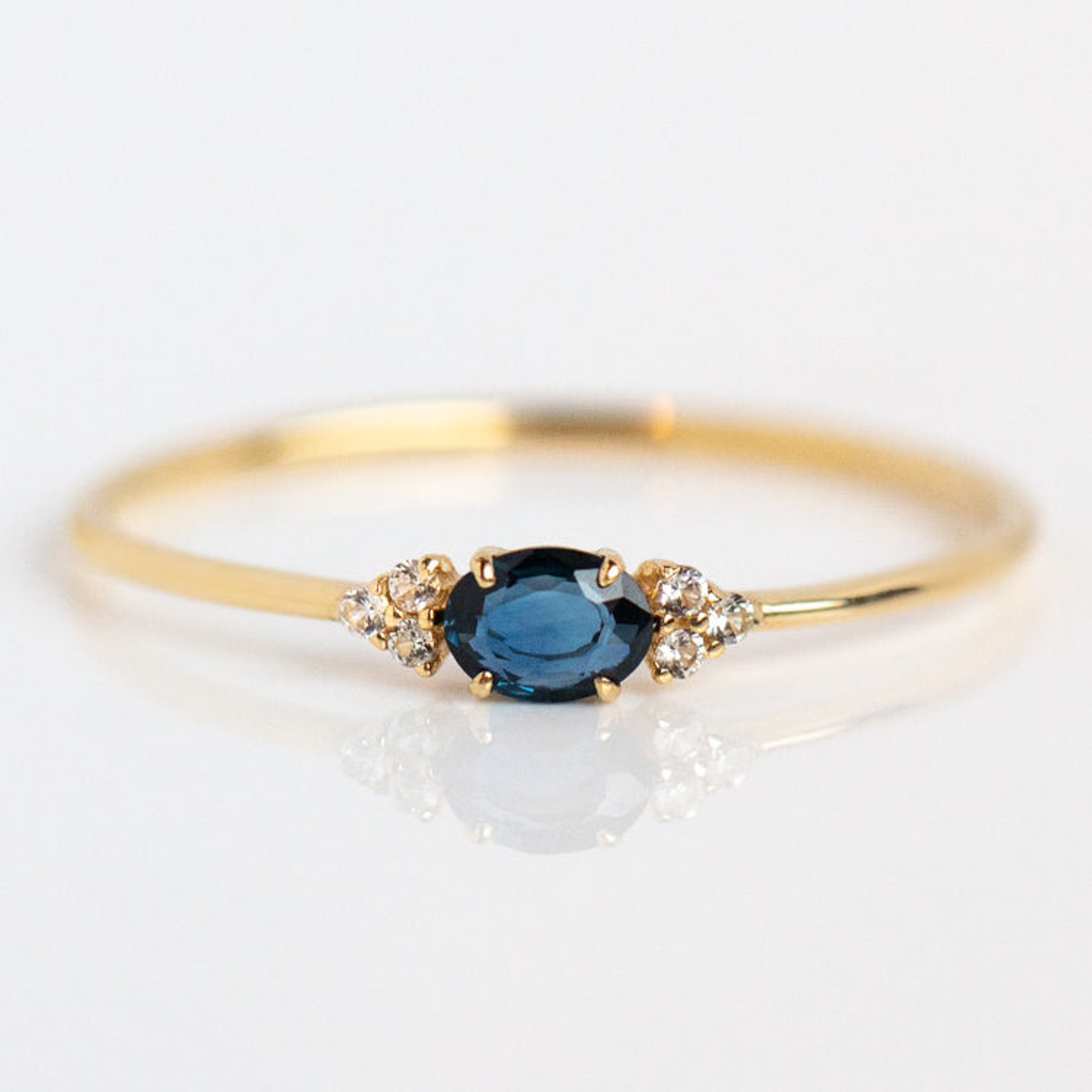 Natural Sapphire Ring-dainty Sapphire Ring-sapphire Stacking - Etsy