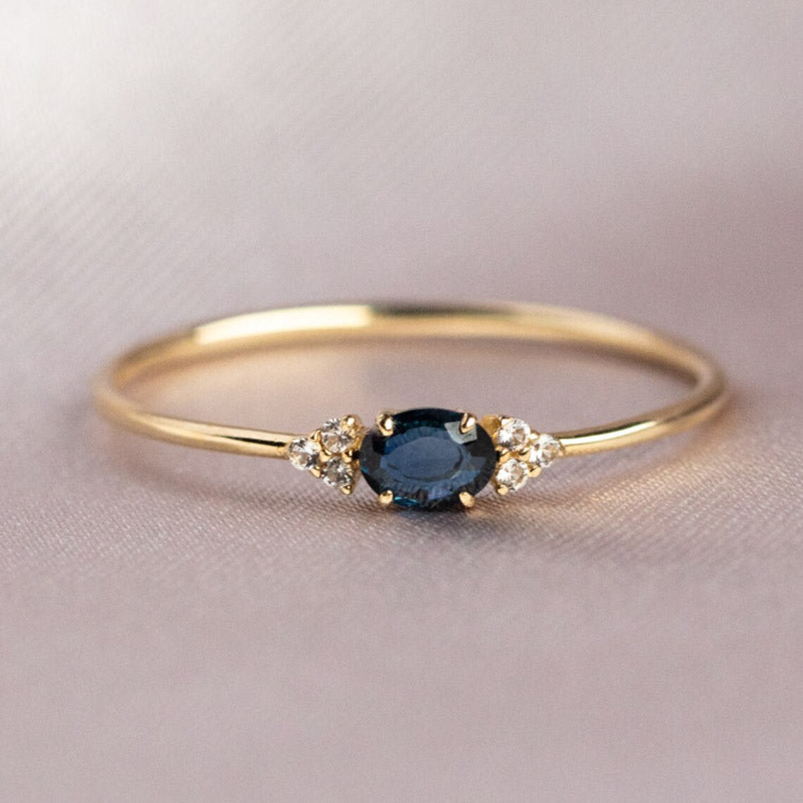 Natural Sapphire Ring-dainty Sapphire Ring-sapphire Stacking - Etsy