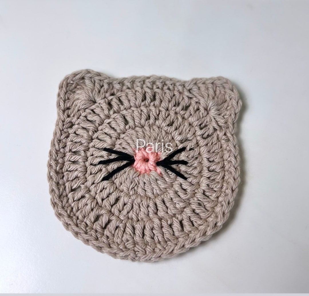 PDF, Crochet Cat Face Coaster Pattern, Crochet Kitten Pattern, Easy Cat ...