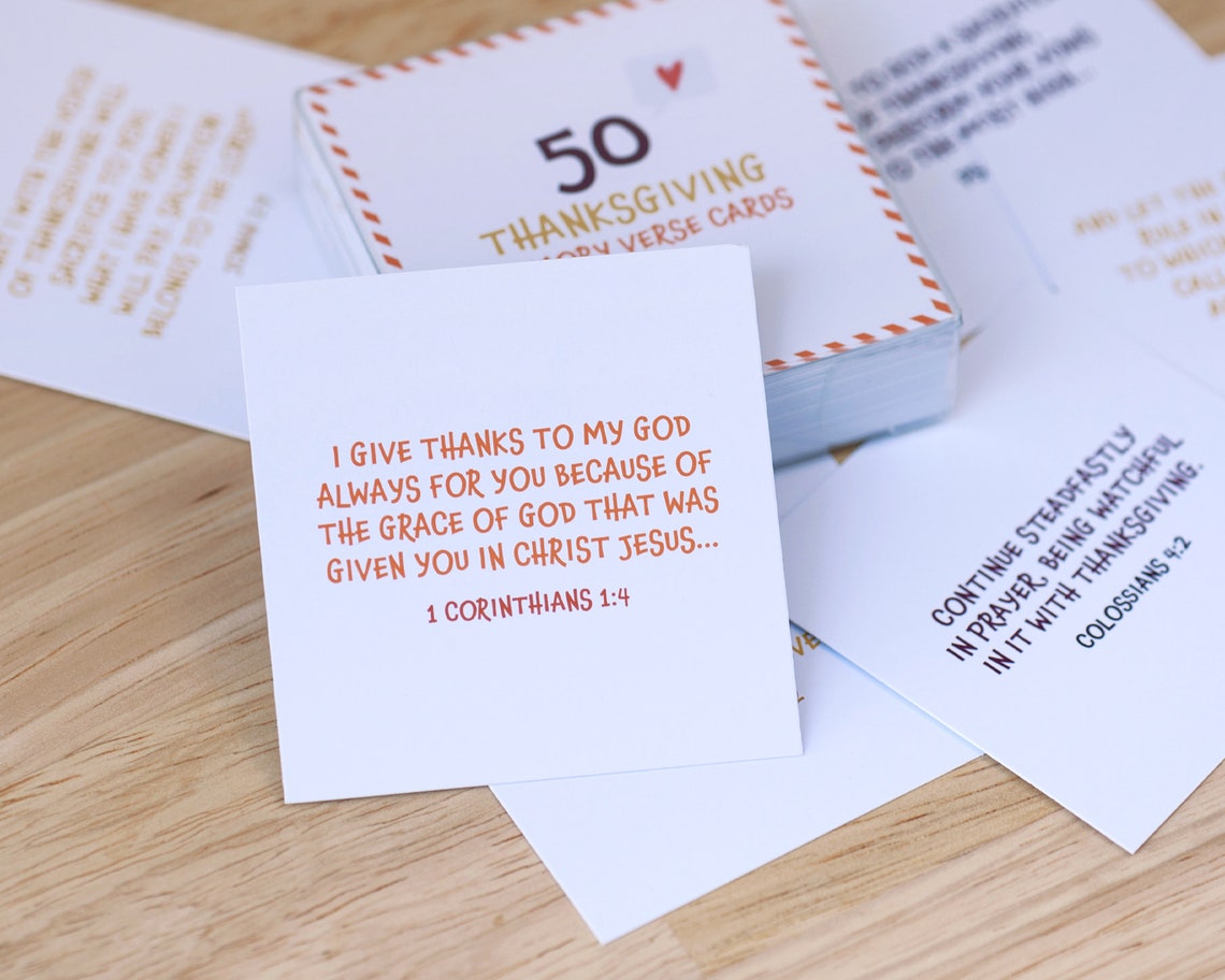 Thanksgiving Memory Verse Cards | Bible Memory Verse Cards | Memory ...