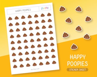 77 Cute Colorful Kawaii Poop Planner Stickers, Tiny Poop Planner ...