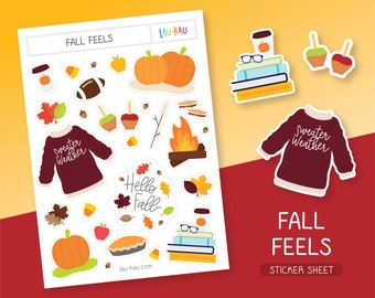 Cute Animal Autumn Fall Stickers Cozy Autumn Sticker Sheet - Etsy