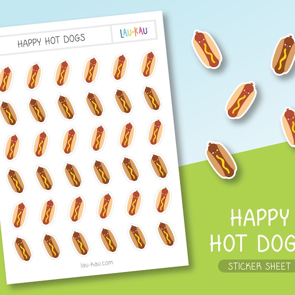 Hot Dog Stickers - Etsy