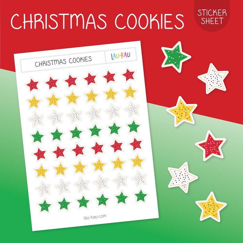 Christmas Cookie Stickers | Christmas Cookie Sticker Sheet | Cookie ...