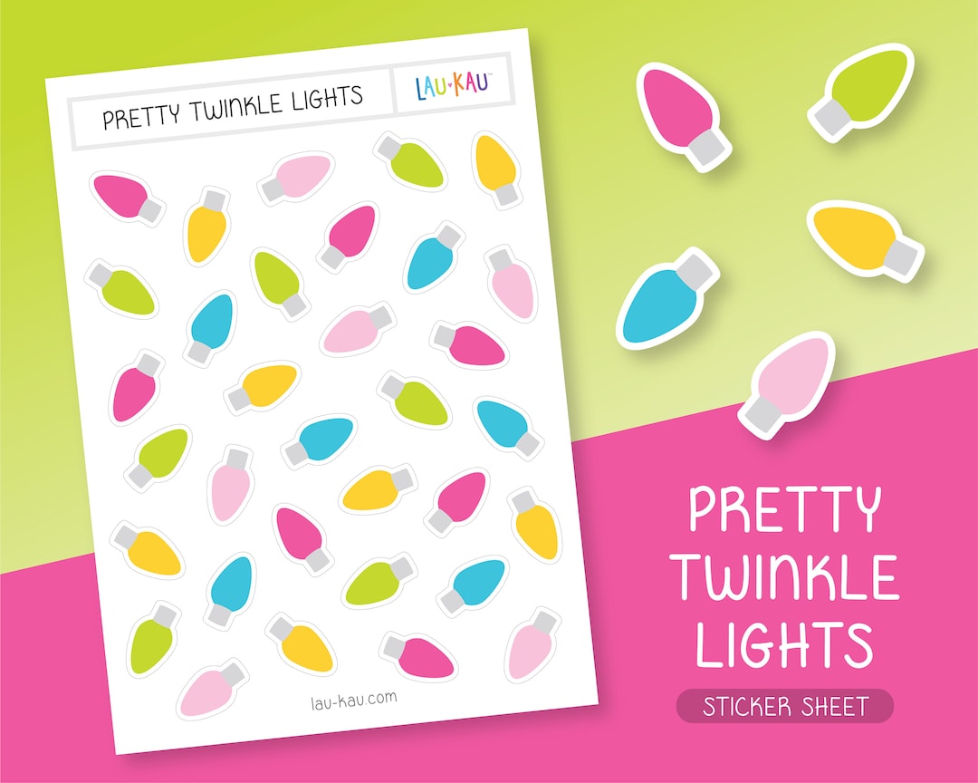 Twinkle Lights Sticker Sheet | Christmas Lights Stickers | Holiday ...
