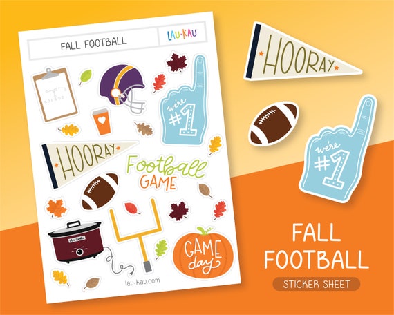 Football Sticker Sheet Cute Stickers Cute Sticker Sheet - Etsy