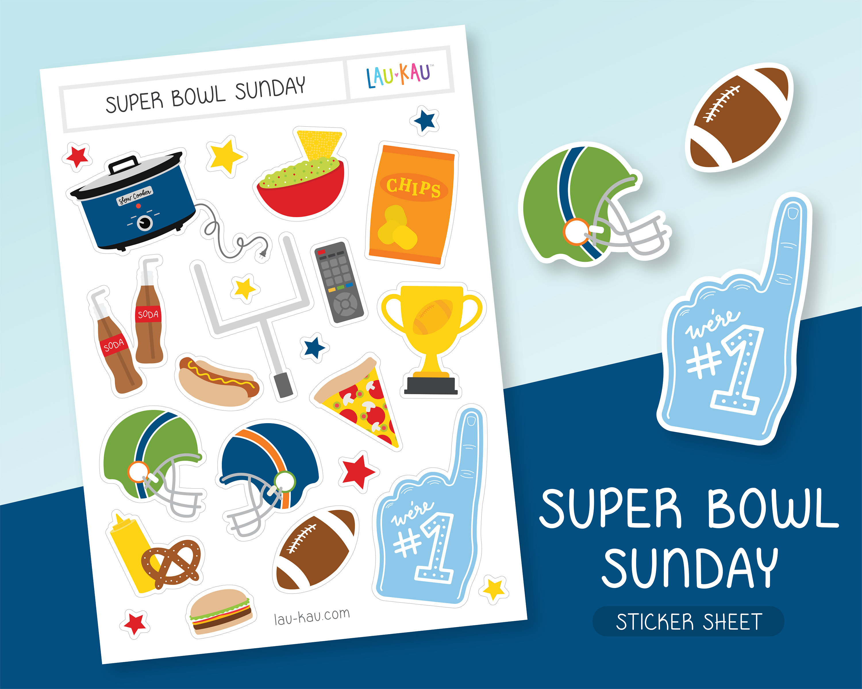 Super Bowl Sticker Sheet | Superbowl Stickers | Super Bowl | Superbowl ...