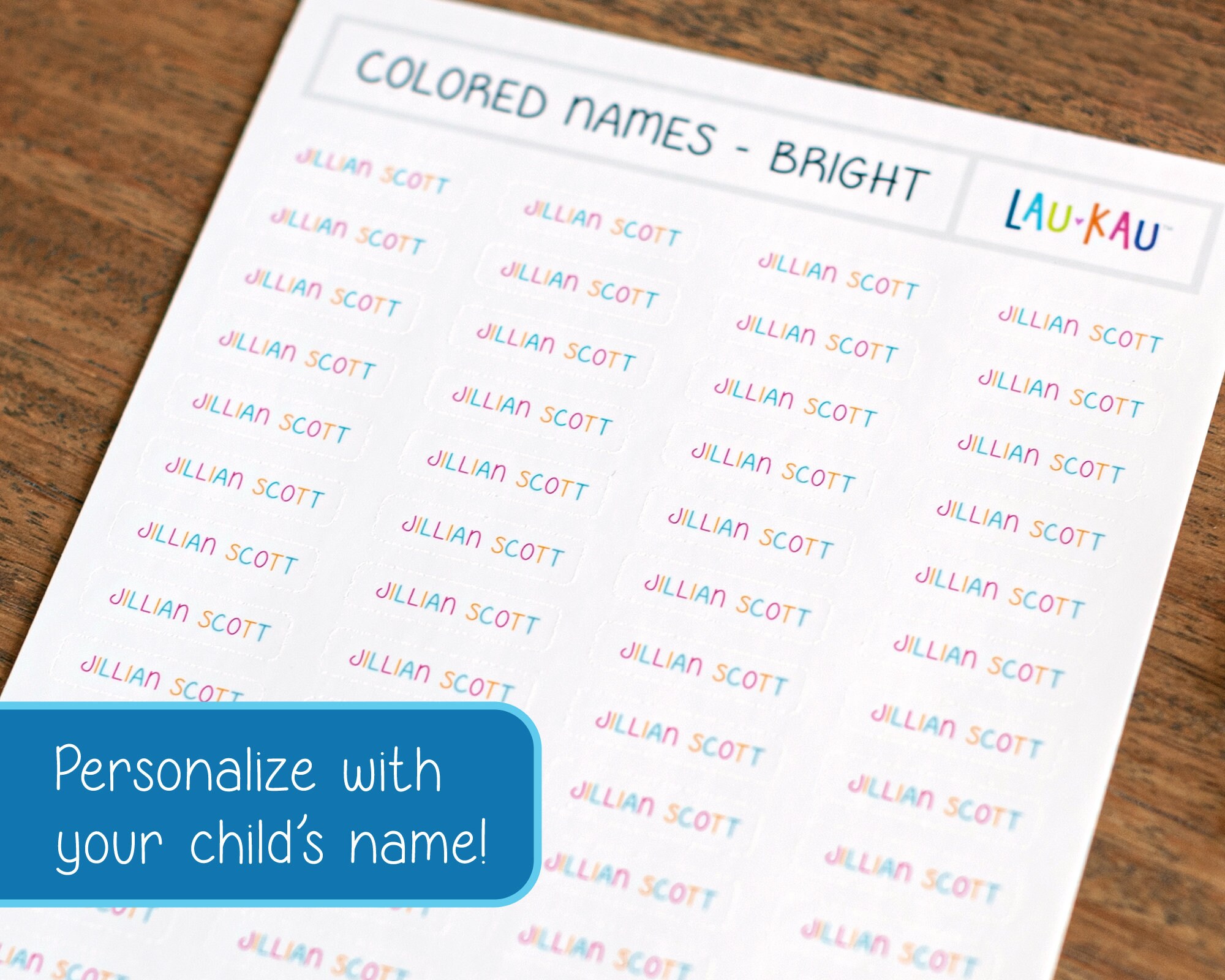 Personalized Bright Color Names Sticker Sheet Cute Stickers - Etsy