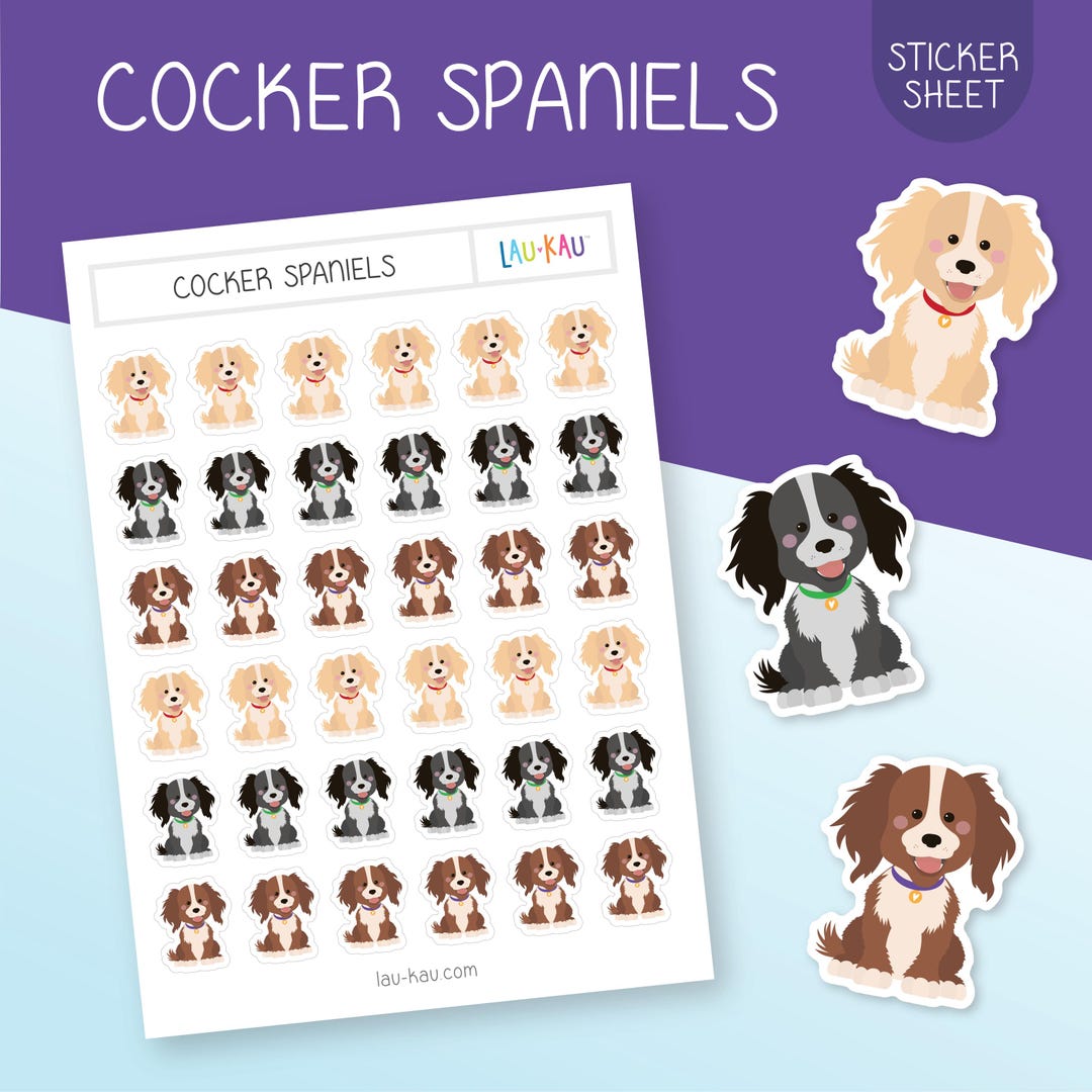 Cocker Spaniel Stickers | Cocker Spaniel Sticker Sheet | Cocker ...