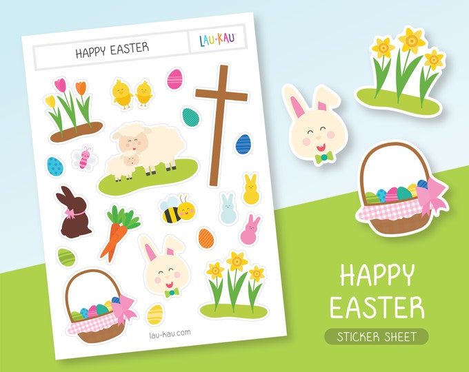 Happy Easter Sticker Easter Bunny Sticker, Easter Bujo Sticker ...
