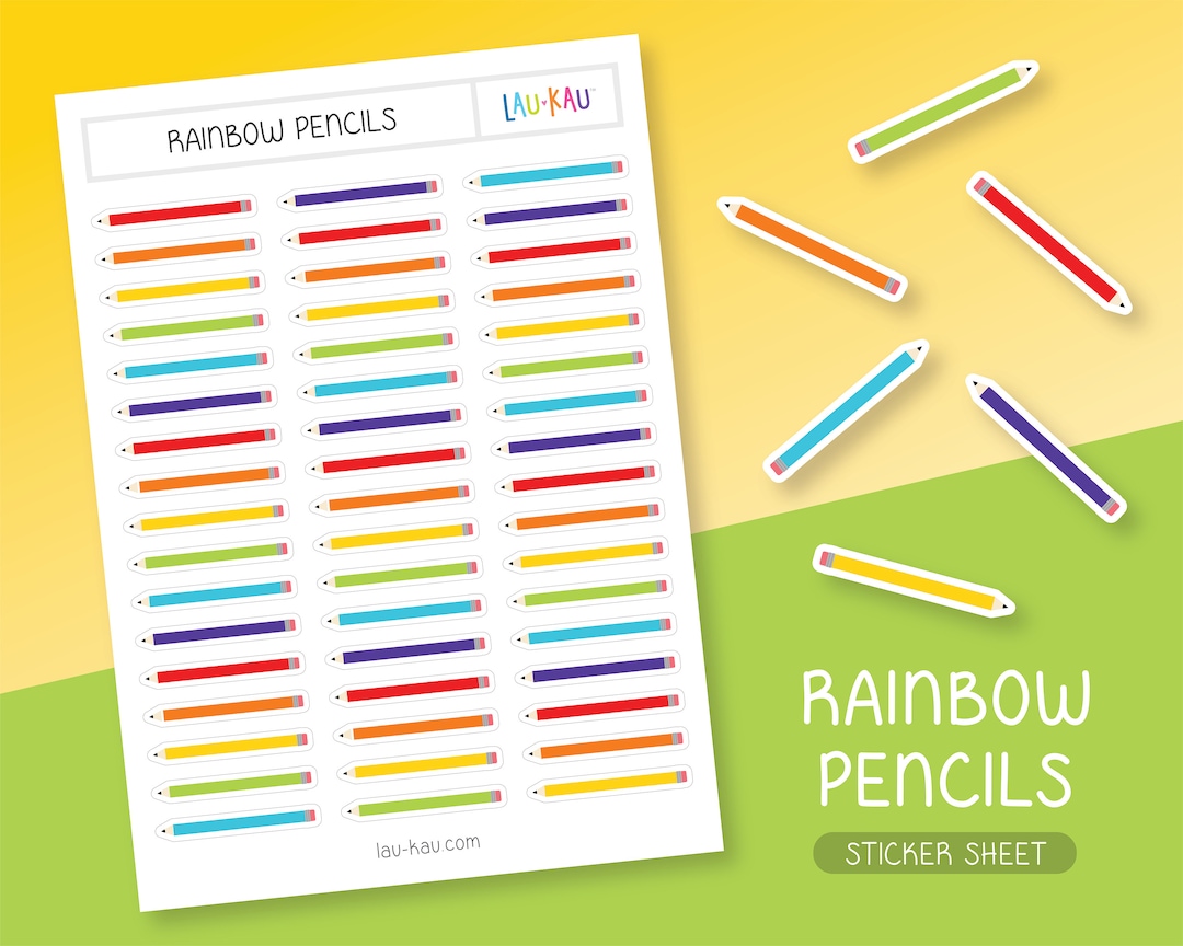 School Sticker Sheet | Pencils Stickers | Pencils Sticker Sheet ...
