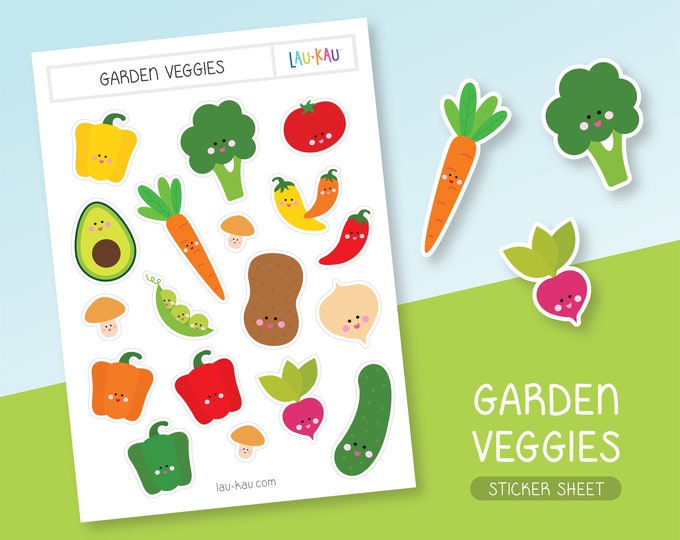 FRUIT & VEGETABLE Theme Sticker Sheet / Fruit and Veggie Sticker Sheet ...