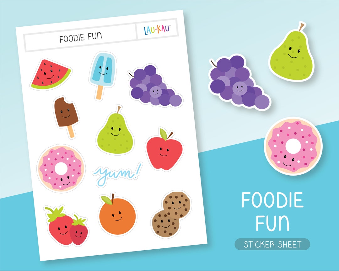Food Sticker Sheet | Cute Stickers | Cute Sticker Sheet | Stationery ...