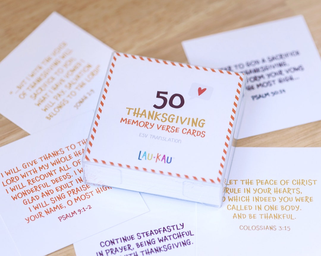 Thanksgiving Memory Verse Cards | Bible Memory Verse Cards | Memory ...