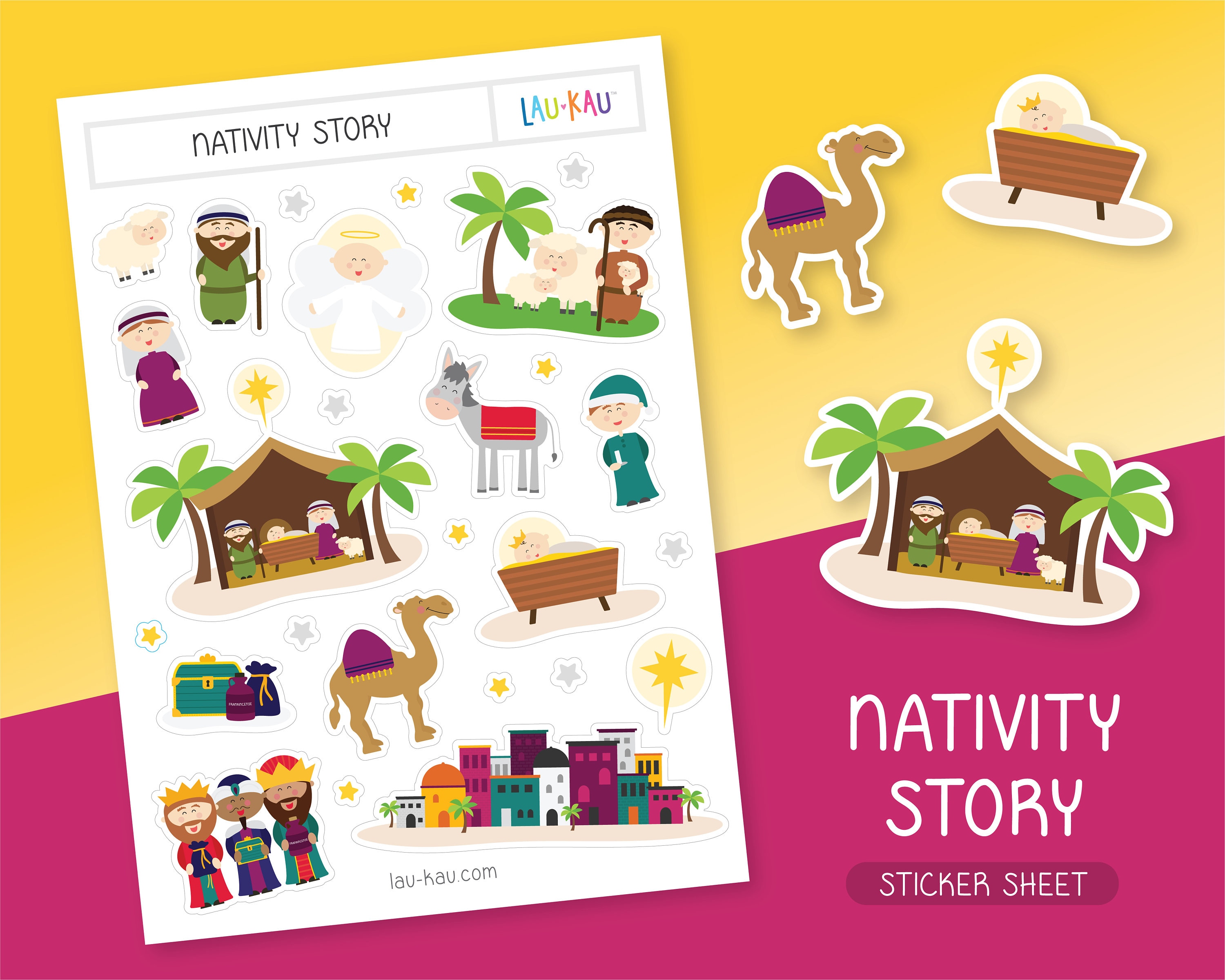 Nativity Sticker Sheet | Nativity Stickers | Holiday Stickers ...