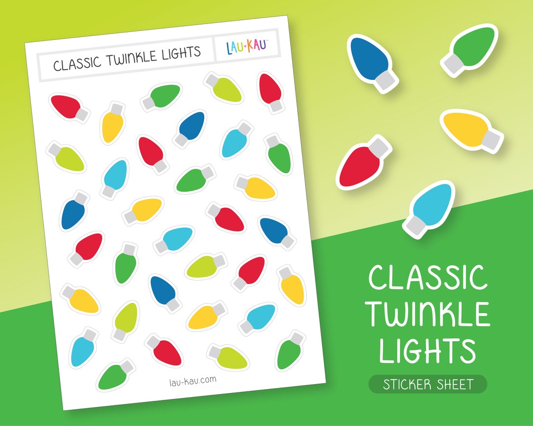 Twinkle Lights Sticker Sheet | Christmas Lights Stickers | Holiday ...