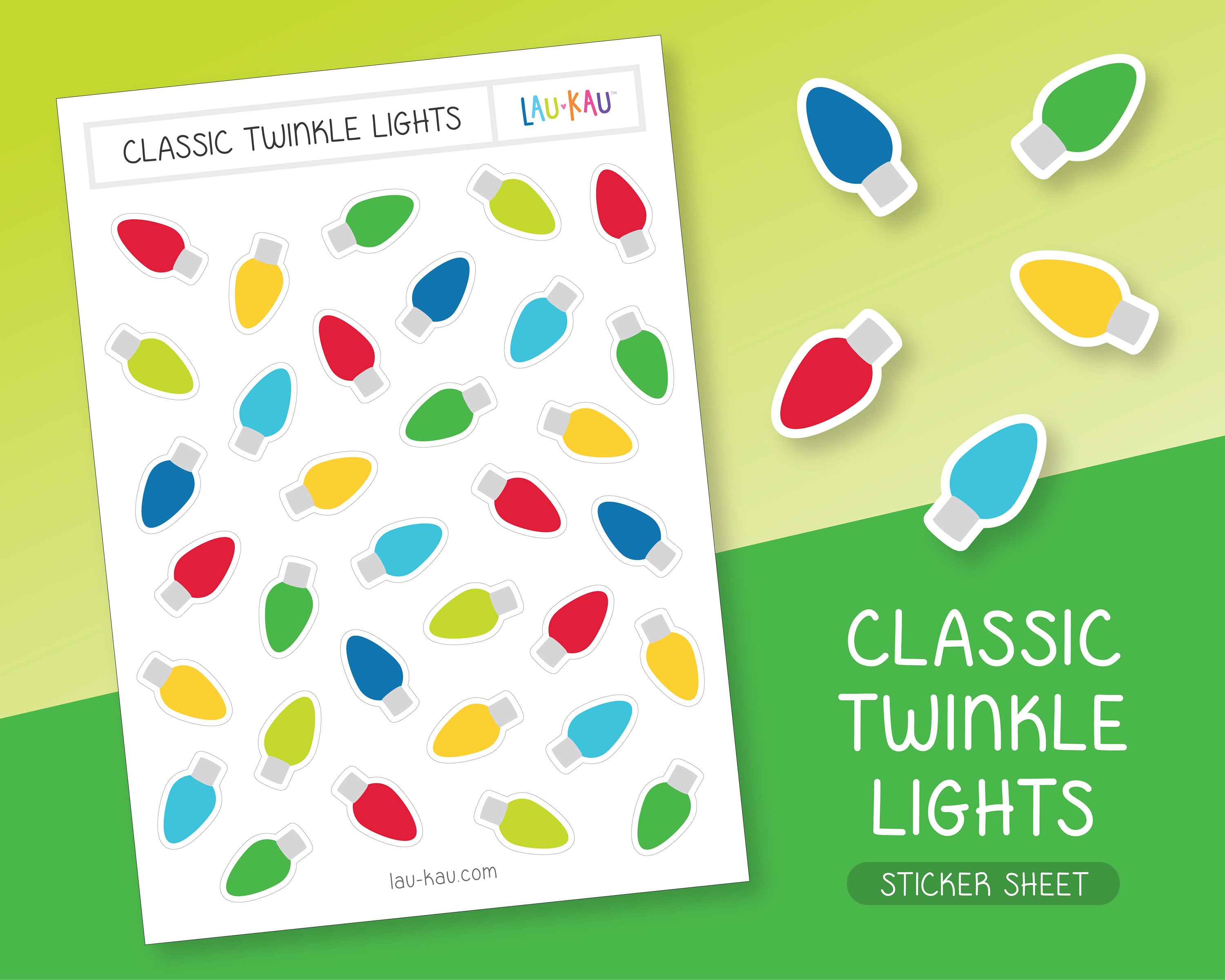 Twinkle Lights Sticker Sheet | Christmas Lights Stickers | Holiday ...