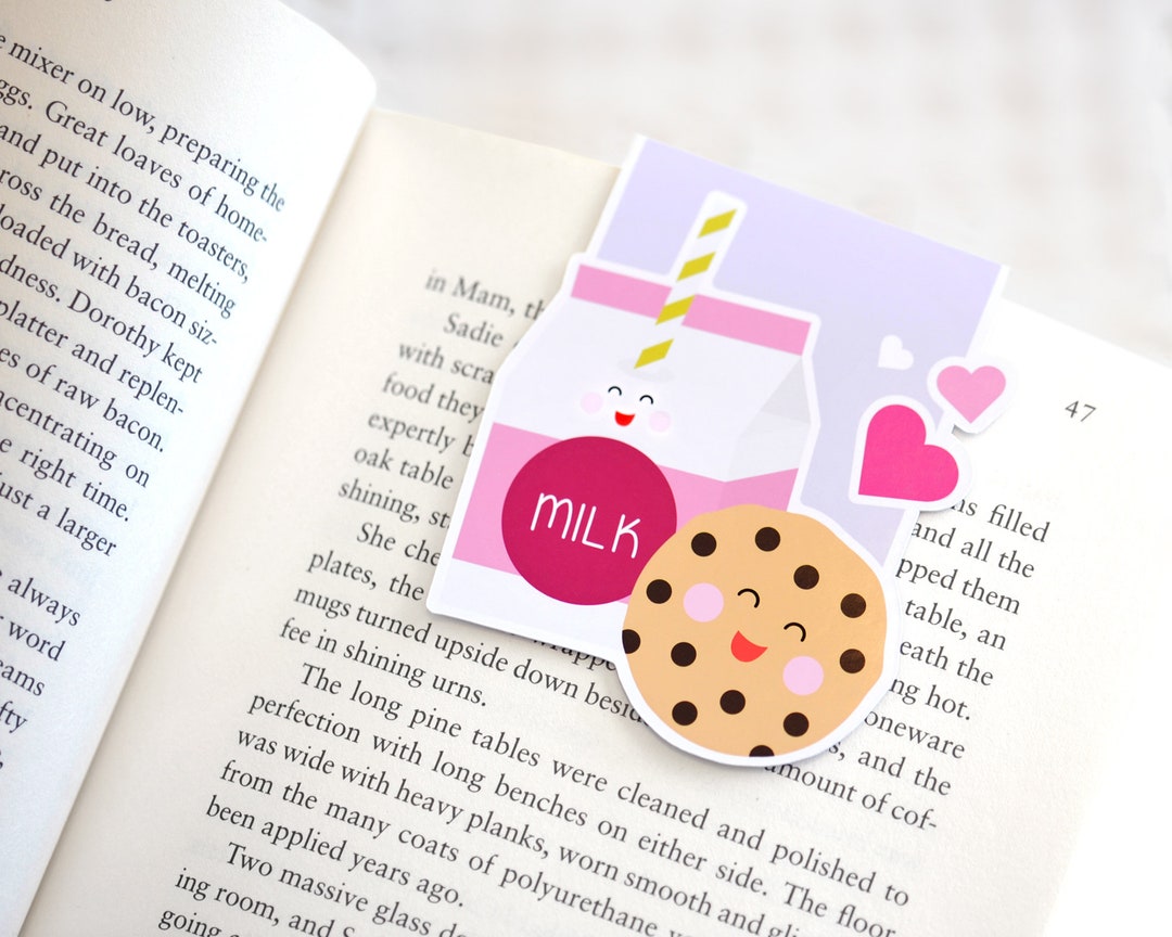 Milk and Cookie Magnetic Bookmark | Valentine Gift | Valentine Bookmark ...