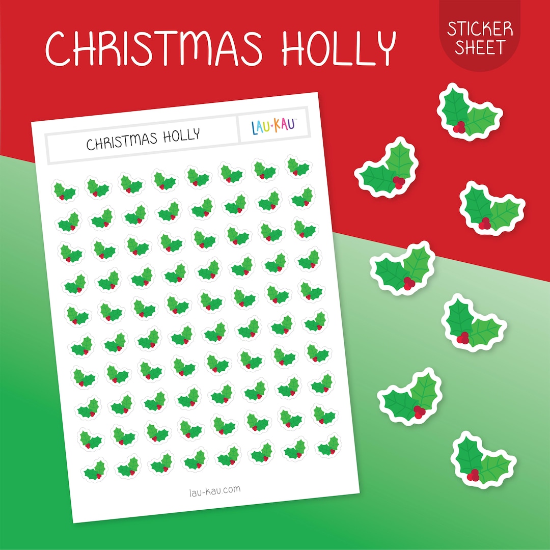 Holly Stickers | Holly Sticker Sheet | Christmas Stickers | Christmas ...
