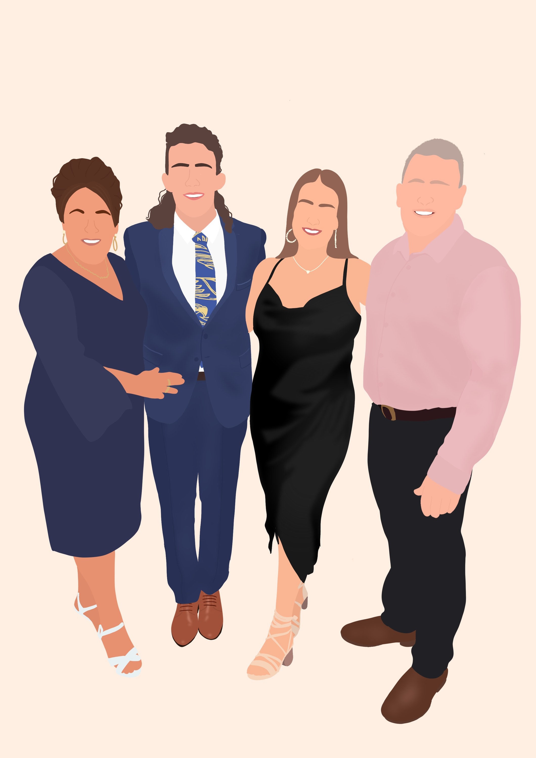 Custom Personalised Portrait Illustrations Faceless Portrait Wedding ...