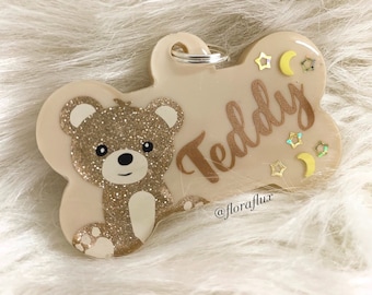 Custom Bear Dog ID Tag, Pet ID Tag, Personalized Bear ID Tag, Dog Tag ...