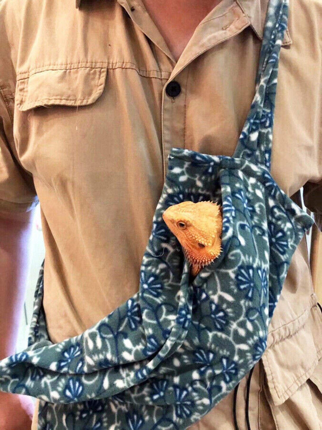 Adjustable Reptile Sling and Carrier Washable Flannel Fabric Reptile ...