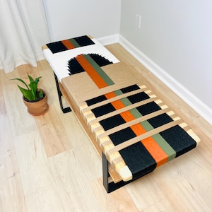 Hand-woven Entryway Bench • MCM Style End of Bed & Mudroom Seating ...