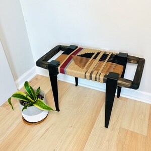 Hand-woven Entryway Bench • MCM Style End of Bed & Mudroom Seating ...