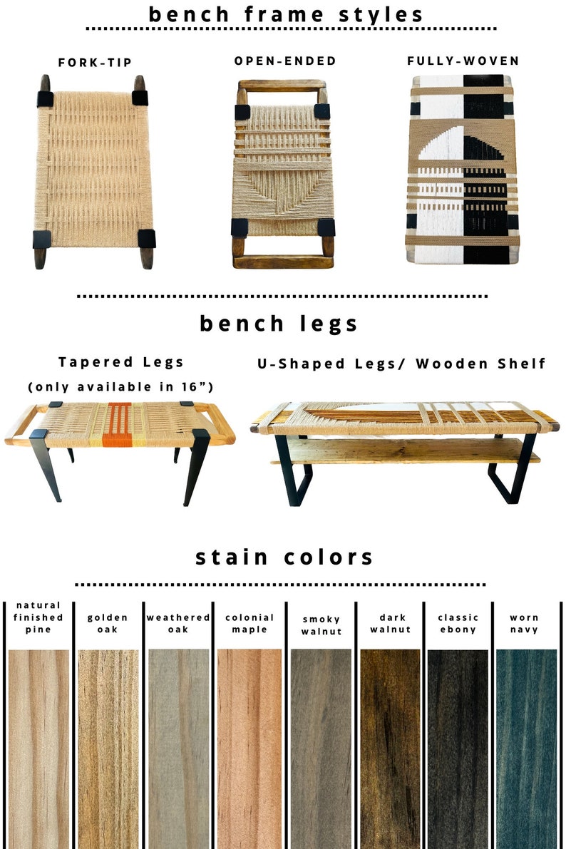 Hand-woven Entryway Bench • MCM Style End of Bed & Mudroom Seating ...