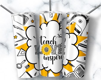Teacher 20 Oz Skinny Tumbler Sublimation Design Digital - Etsy