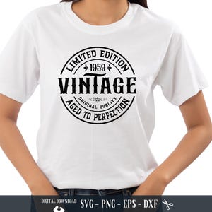 65th Birthday SVG, 65th Birthday Shirt, Vintage 1959, Aged to ...