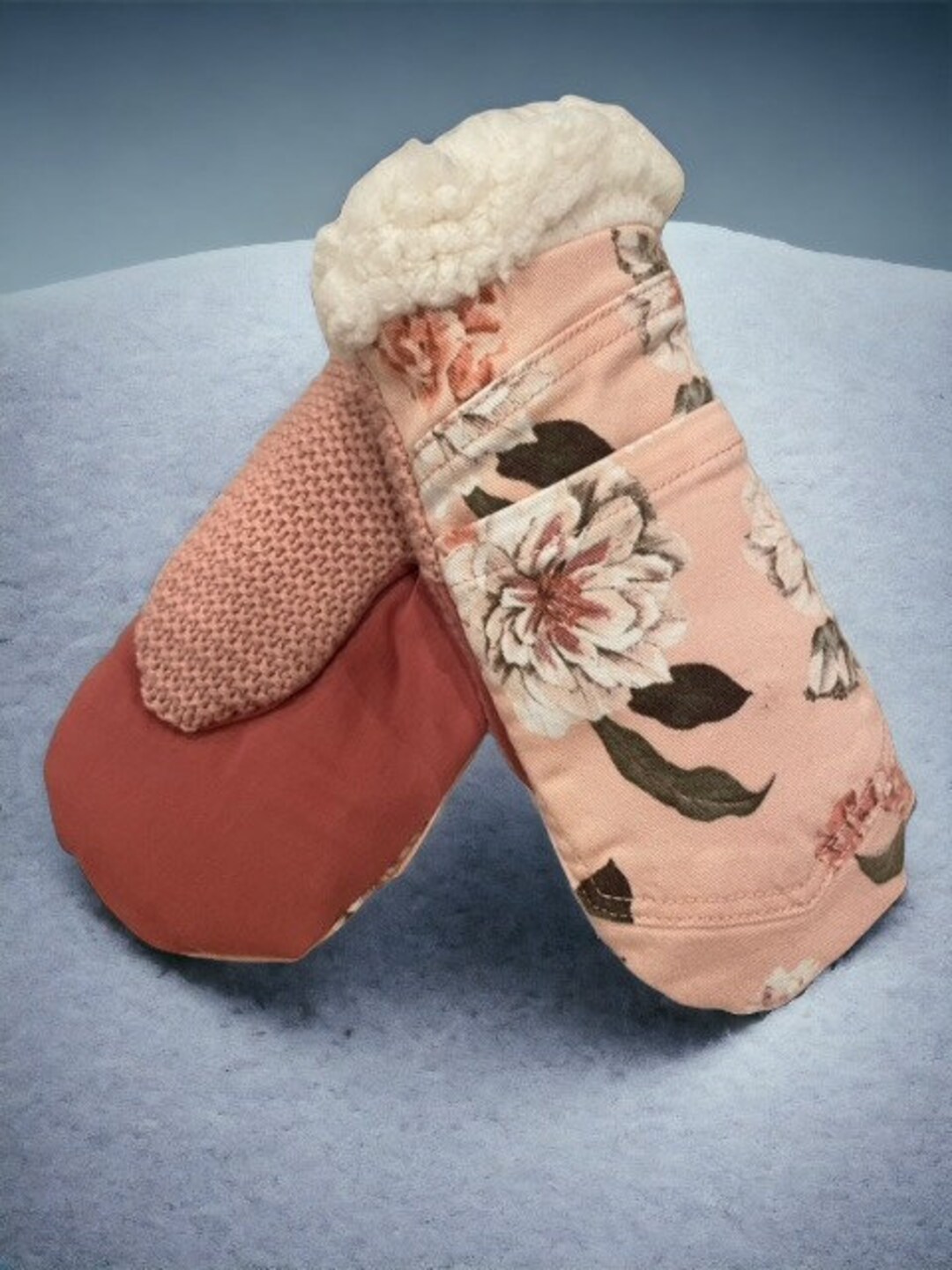 Up-cycled Peach Print Denim Pocket Mittens - Etsy