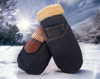 Handmade Recycled Denim Mittens - Etsy