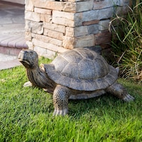 Swirly Turtle Garden Statue - Hand-painted Midnight and Aquamarine ...