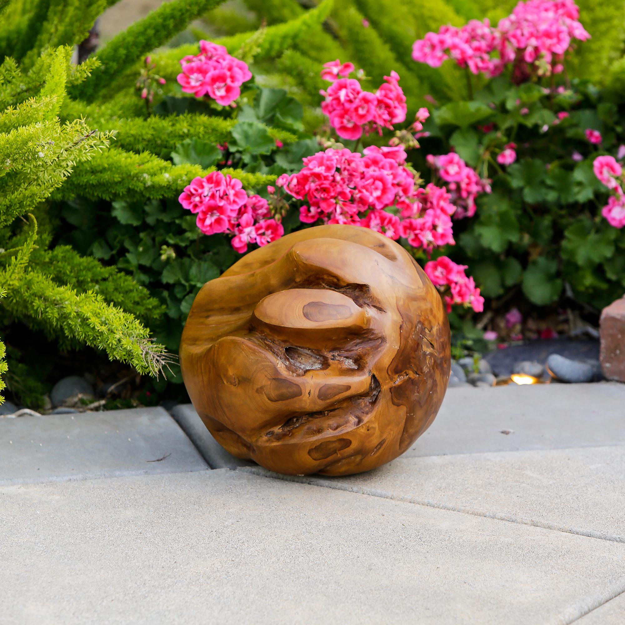 3 Sizes Solid Teak Root Ball Sculpture, Natural Wood Sphere, Rustic ...
