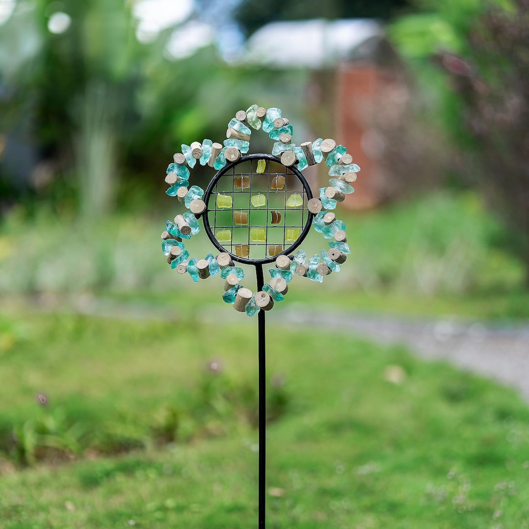 Sunflower Daisy Garden Stake With Recycled Glass & Driftwood - Memorial ...
