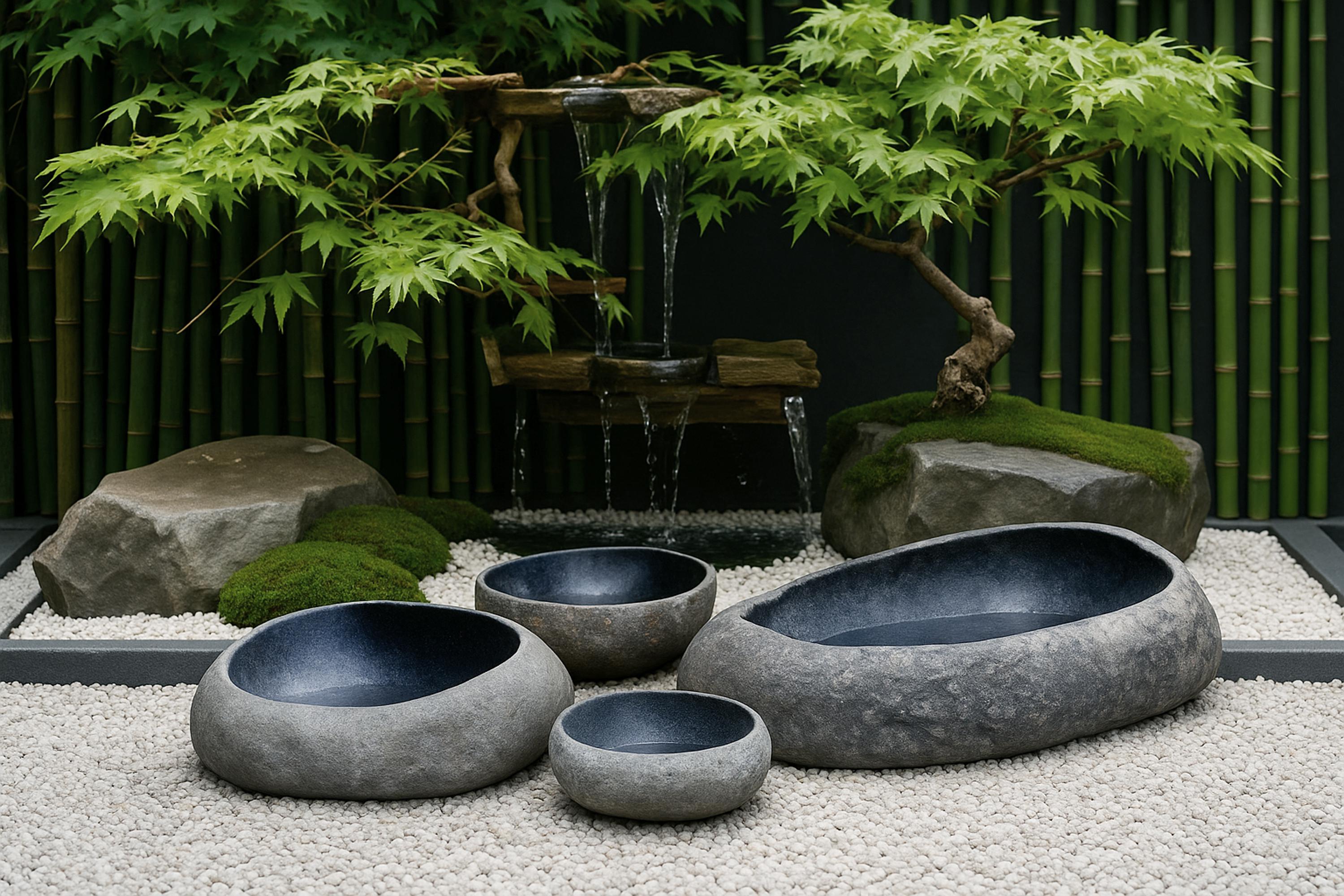 Hand Carved River Stone Bird Bath, Natural Garden Water Bowl - X Large ...