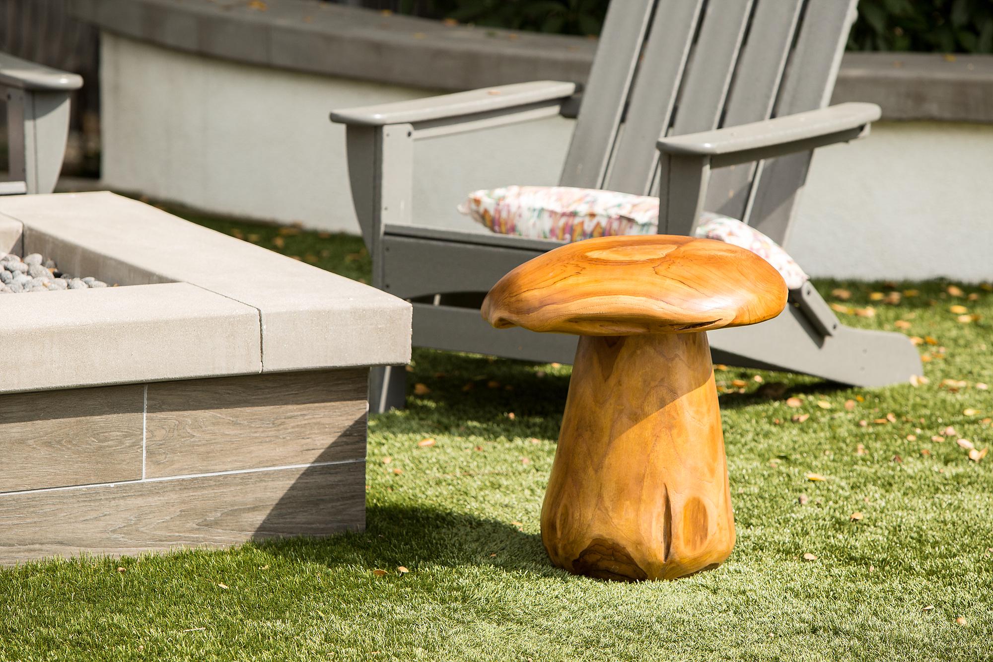 Teak Root Mushroom Stool, Solid Wood Garden Seat, Hand Carved Rustic ...