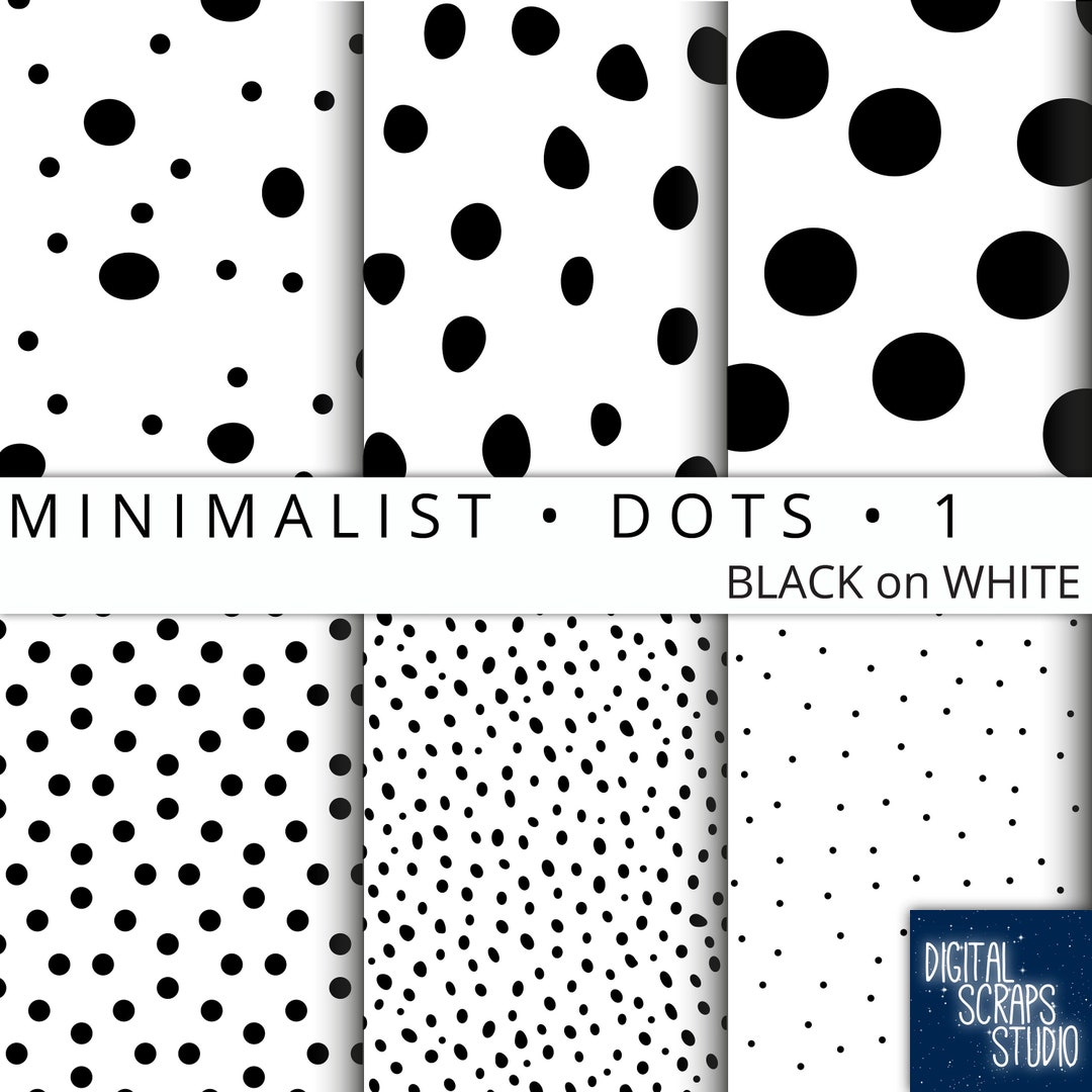 Minimalist Black and White Dots Digital Paper (12"x12") (instant ...