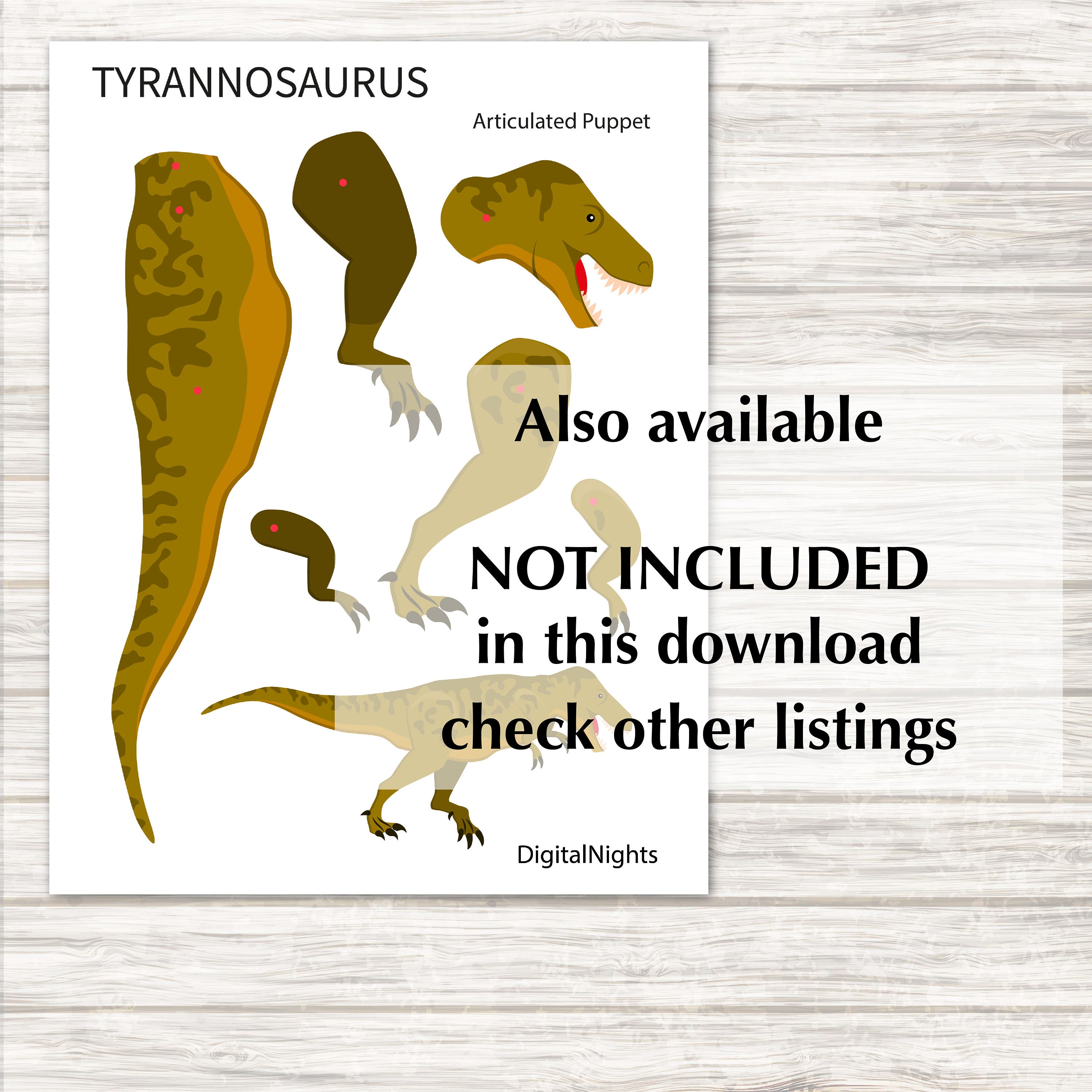 Articulated Paper Puppet Allosaurus Toy Dinosaur - Printable Instant ...