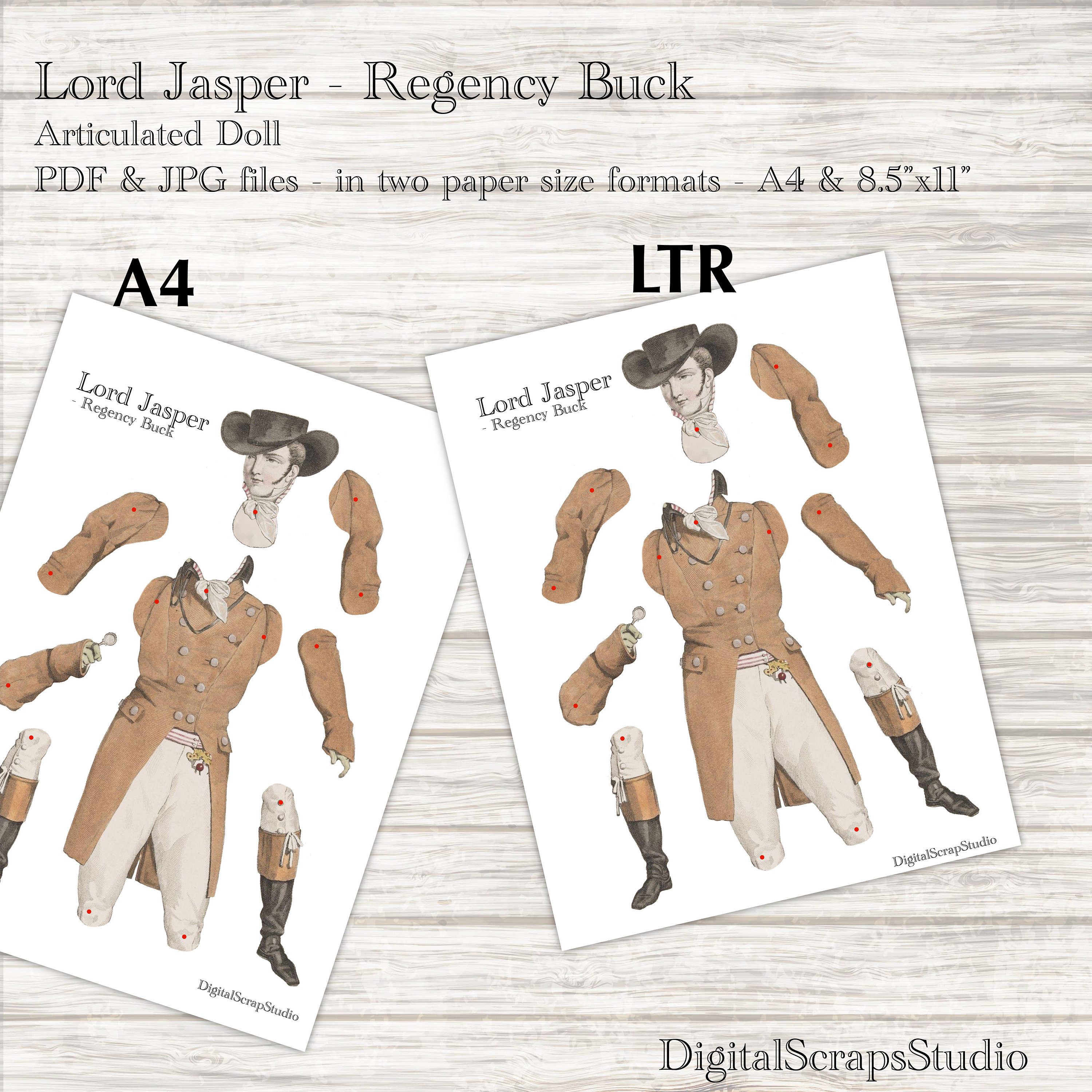 Articulated Paper Doll: Lord Jasper Regency Fashion, Pantin, PDF ...