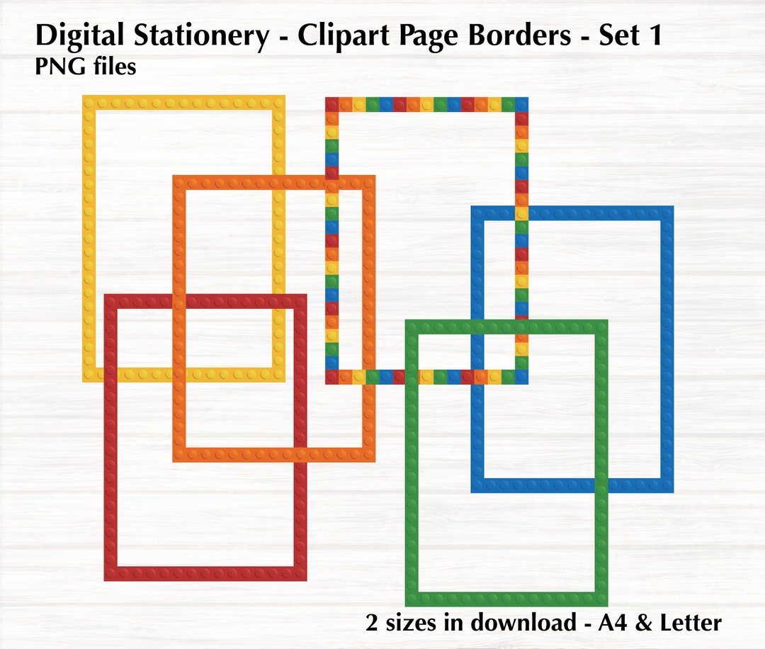 Building Blocks Page Frame Borders: Colorful PNG Clipart (A4 & LTR ...